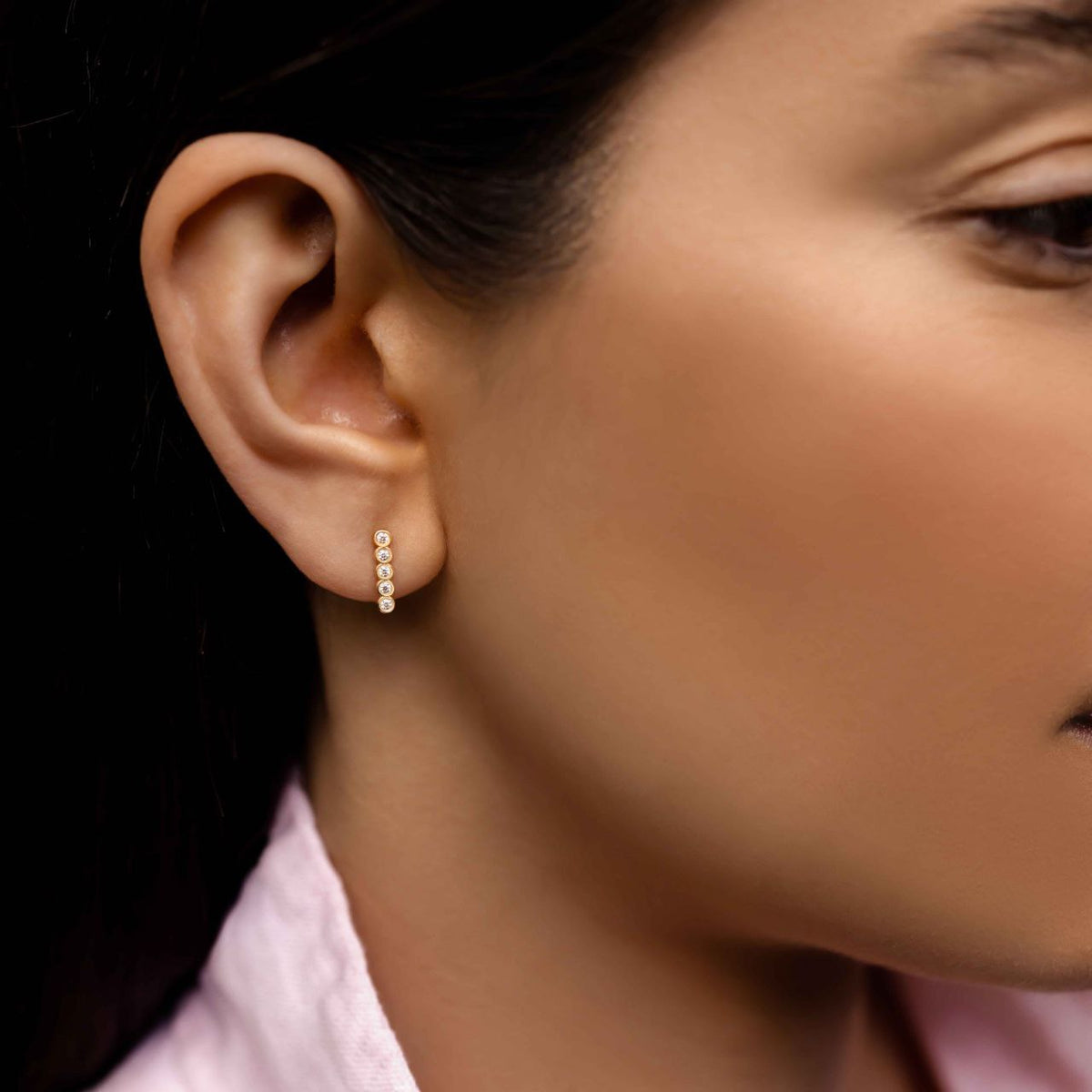 Beaded Line Studs – Tille Gold Gallery